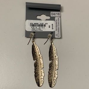 Express | Jewelry | Gold Feather Earrings | Poshmark